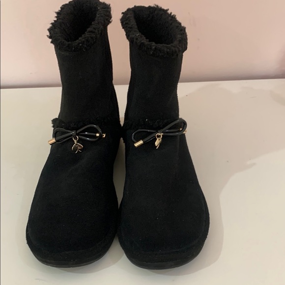 kate spade | Shoes | Kate Spade New York Black Suede Look Boots With ...